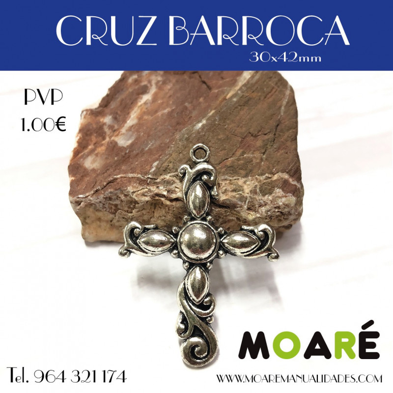 Cruz BARROCA de largo rosario encaje de bolillos