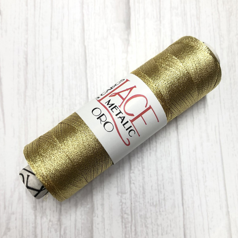 Bobina Hilo metalizado color Oro Amarillo especial bisutería Bolillos